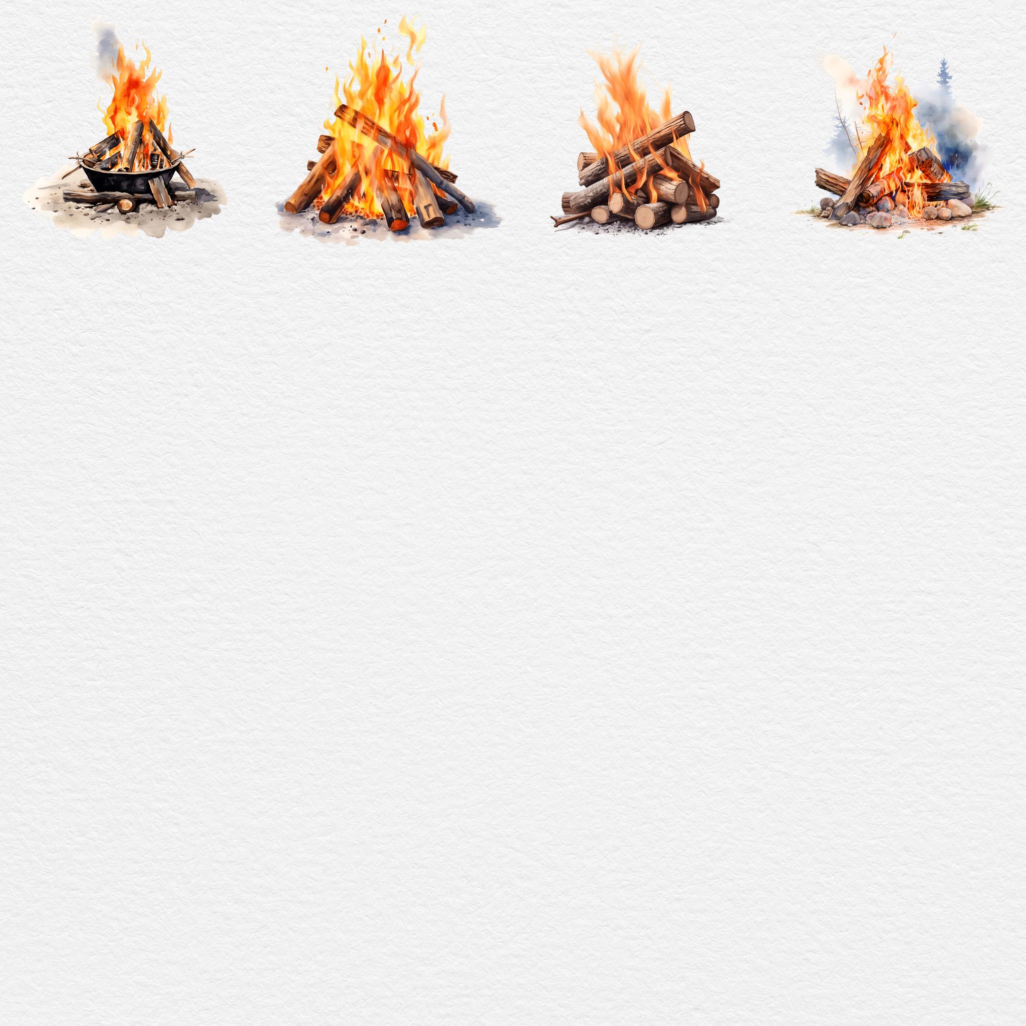 Campfire Clipart Bundle 20 Realistic Watercolor Digital Prints Perfect ...