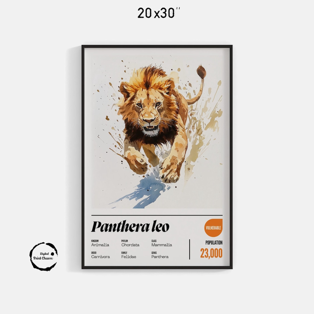 Exclusive: Stunning Lion Poster With Taxonomy & Conservation Status ...