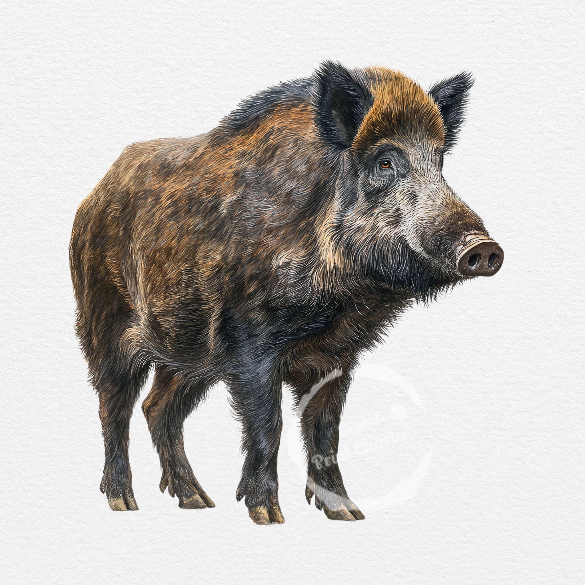 Realistic Wild Boar Clipart Bundle | 20 Wild Hog Illustrations ...