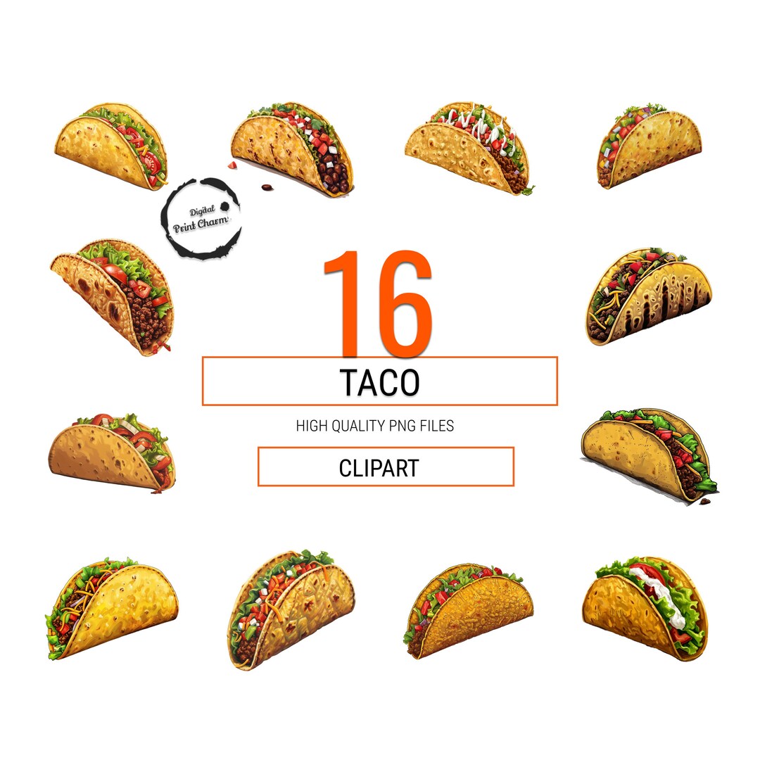 Delicious Taco Clipart Bundle | 16 Realistic Mexican Food Illustrations ...