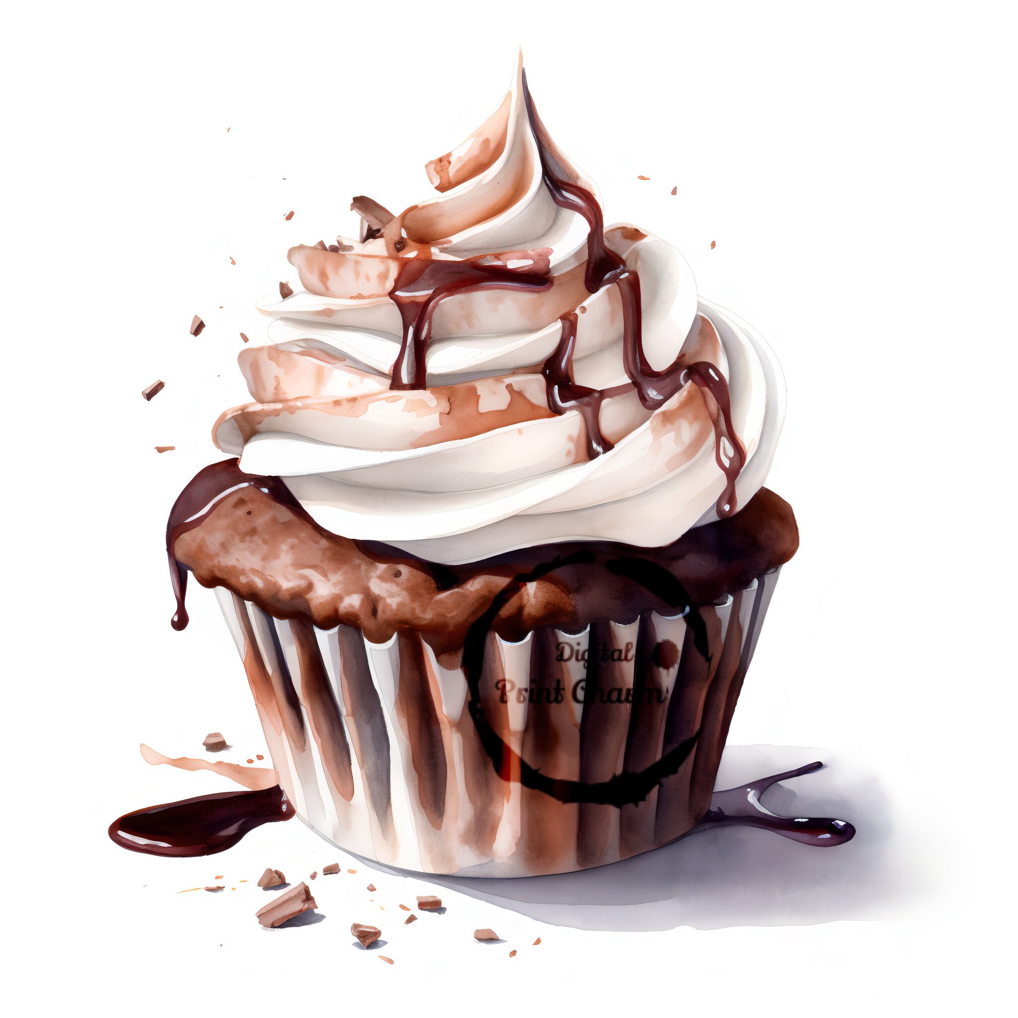 Delicious Cupcake Watercolor Clipart Set 20 Mouthwatering Dessert ...