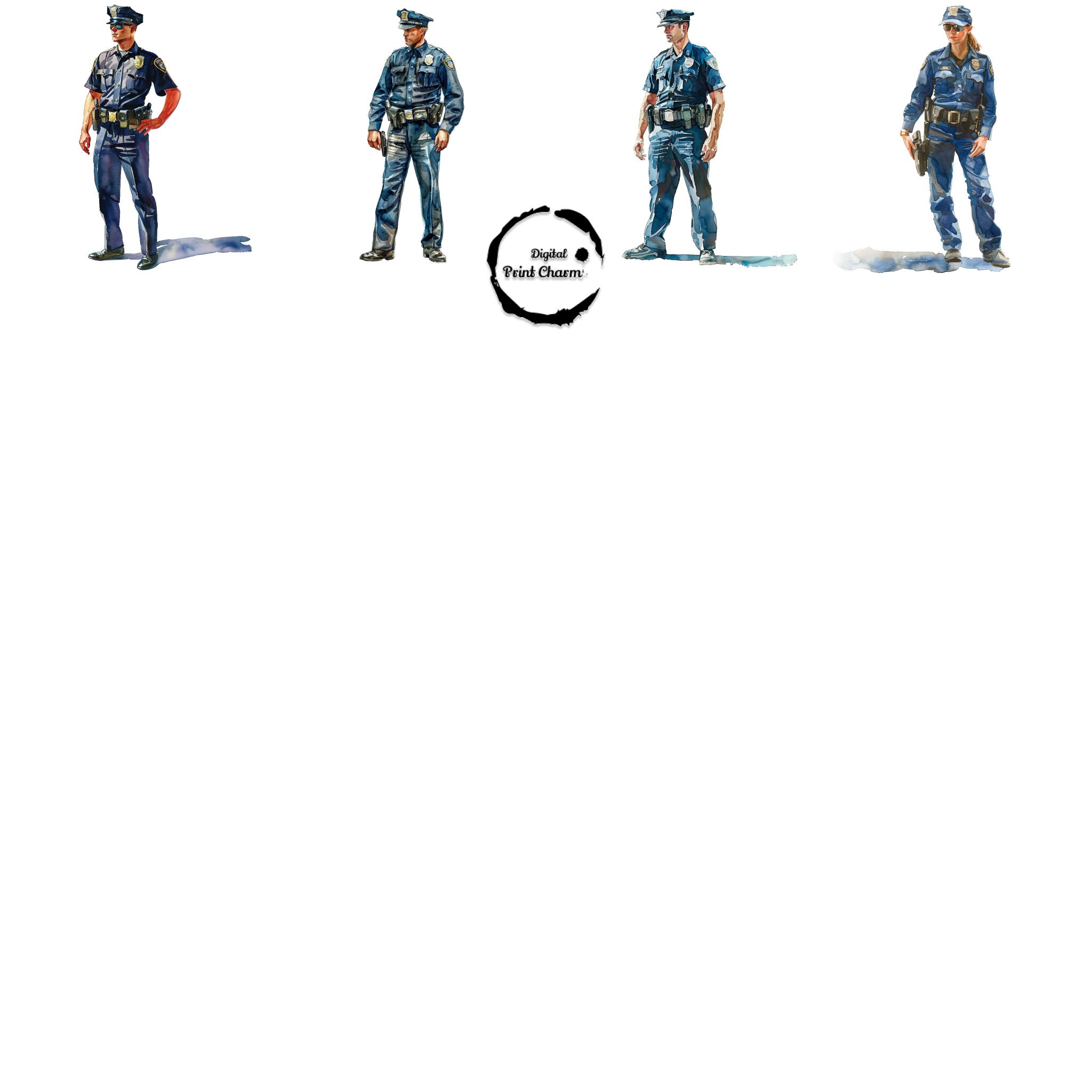 Realistic Police Officer Clipart Bundle 20 Detailed Law Enforcement ...