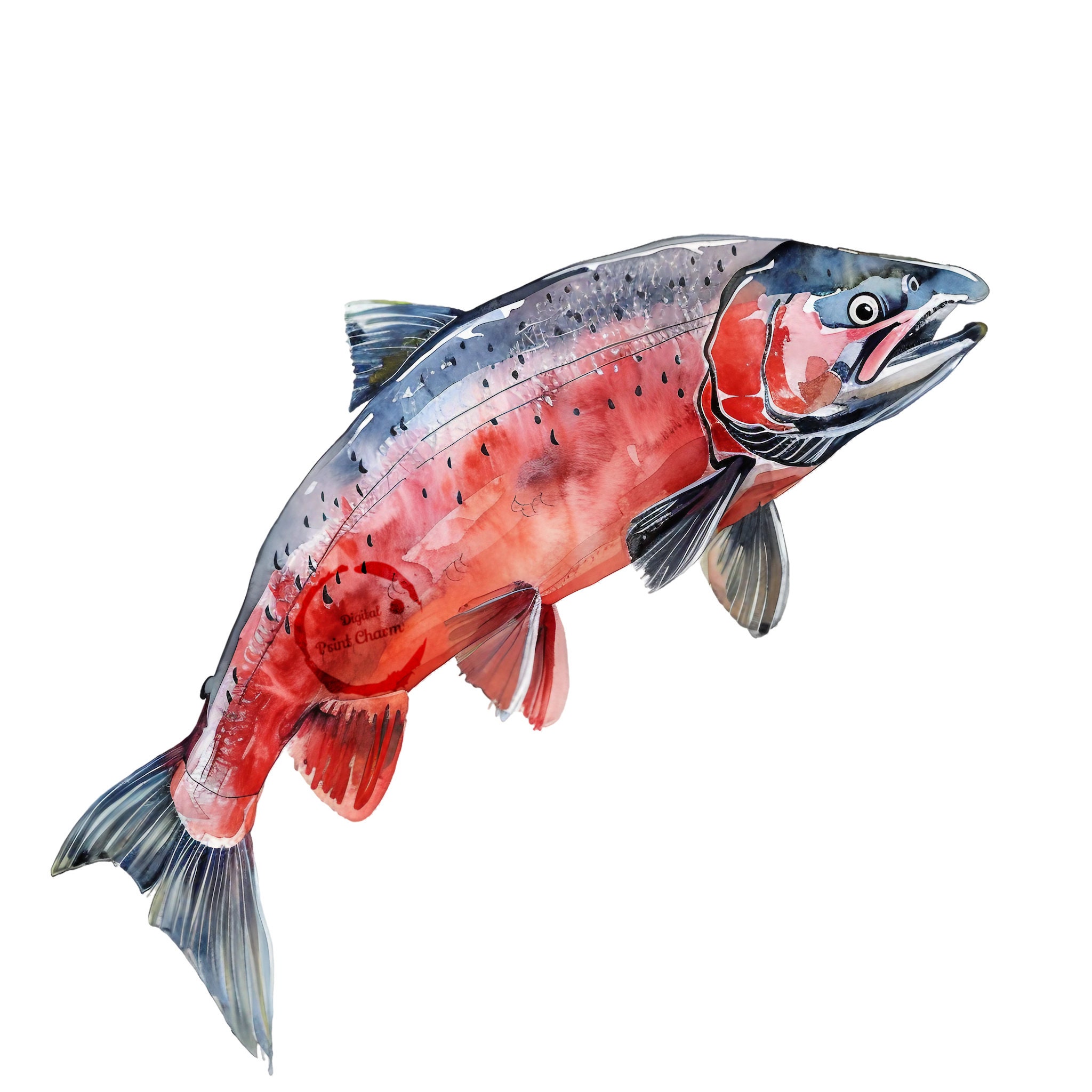 Lifelike Salmon Clipart Bundle 16 Realistic Fish Illustrations Perfect ...