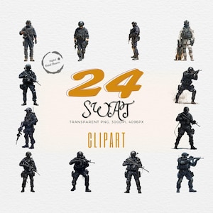 Elite SWAT Team Clipart Bundle | 24 Realistic Tactical Police ...