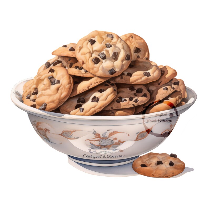 Watercolor Chocolate Chip Cookie Clipart Set 16 Delicious Dessert ...