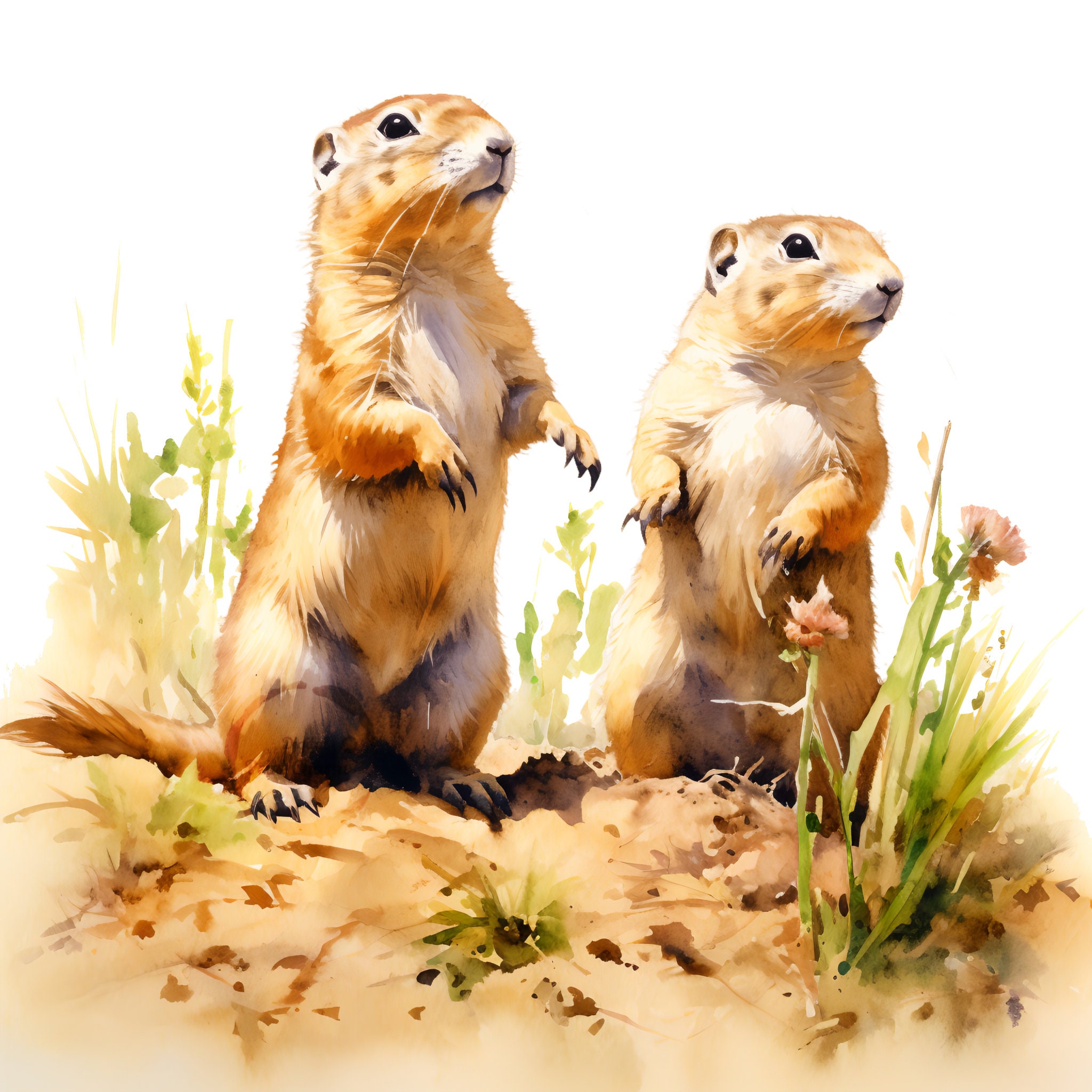 Prairie Dogs Clipart Bundle: 12 Realistic Watercolor Paintings Perfect ...