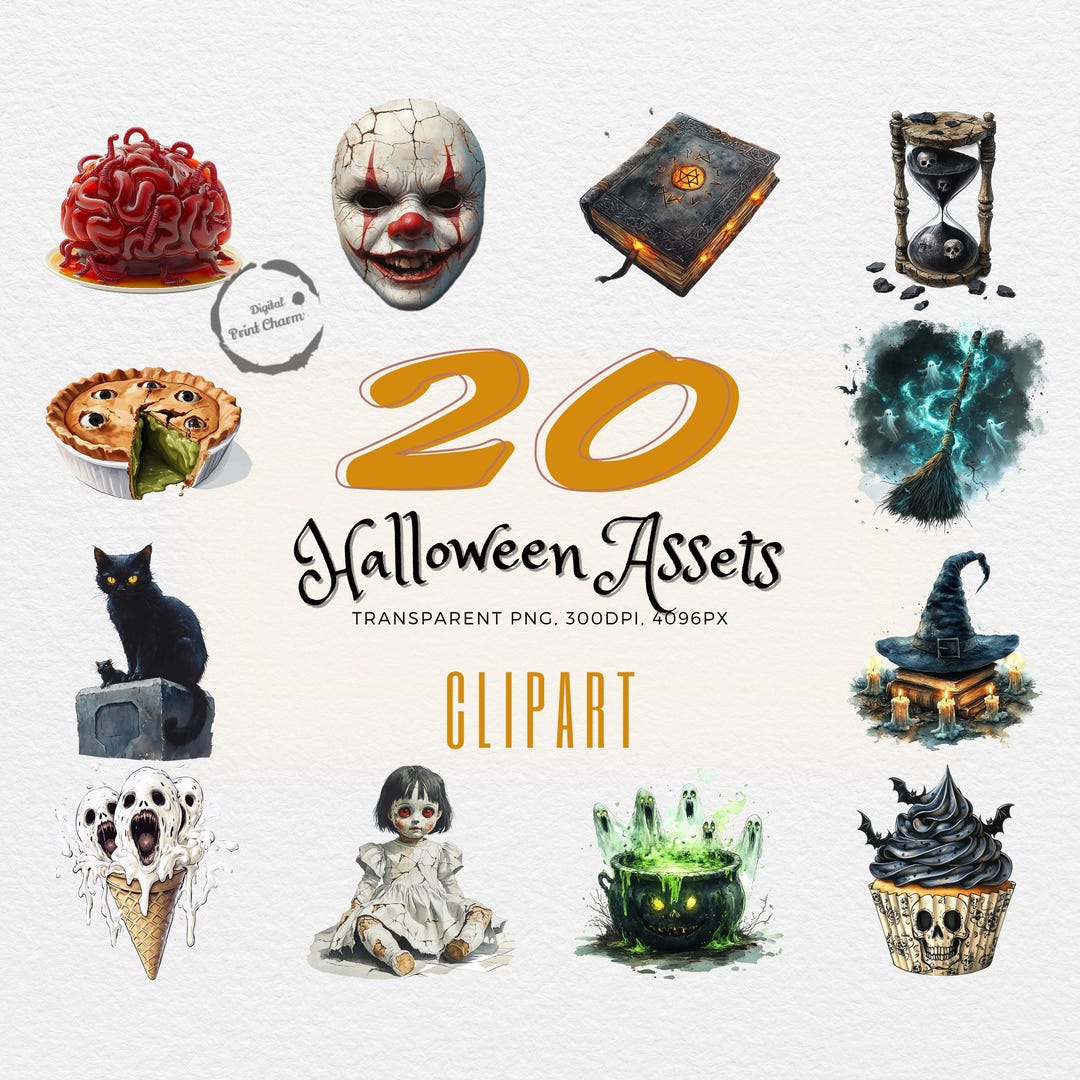 Exclusive 20 Spooky Halloween Clipart Bundle | Must-have for Creepy ...