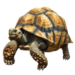 Realistic Sulcata Tortoise Clipart | 16 Detailed Illustrations ...