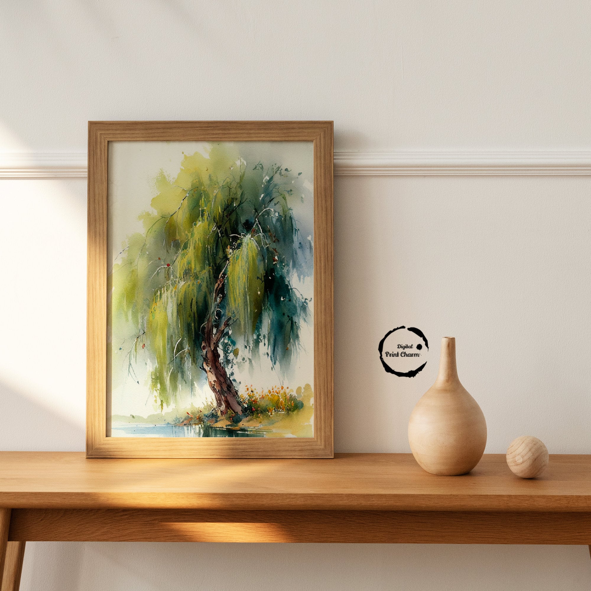 Weeping Willow Tree, Watercolor Painting, Digital Printable Art Work ...