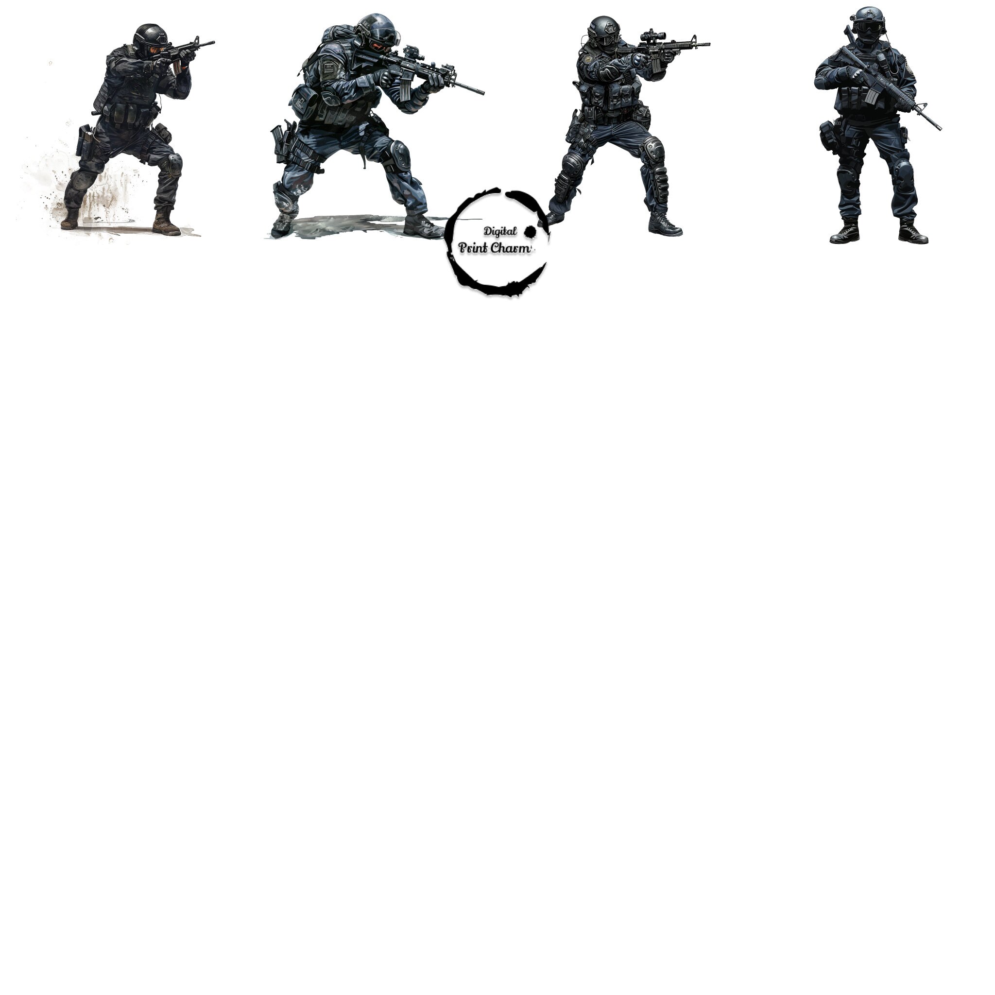 Elite SWAT Team Clipart Bundle 20 Realistic Tactical Police ...