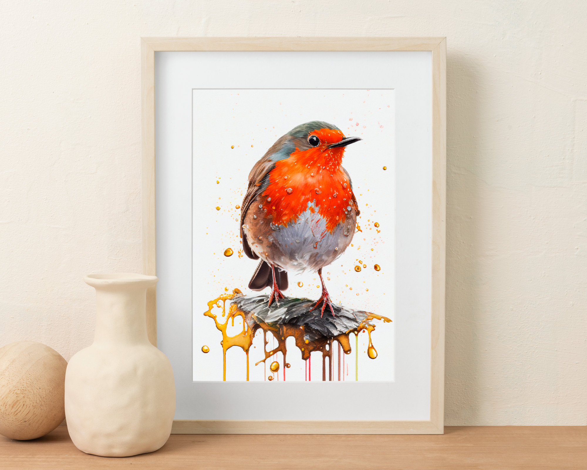 Red Robin, Watercolor, Digital Printable Art Work, Digital Download ...