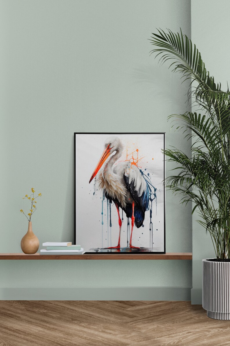 Stork, Watercolor, Digital Printable Art Work, Digital Download ...