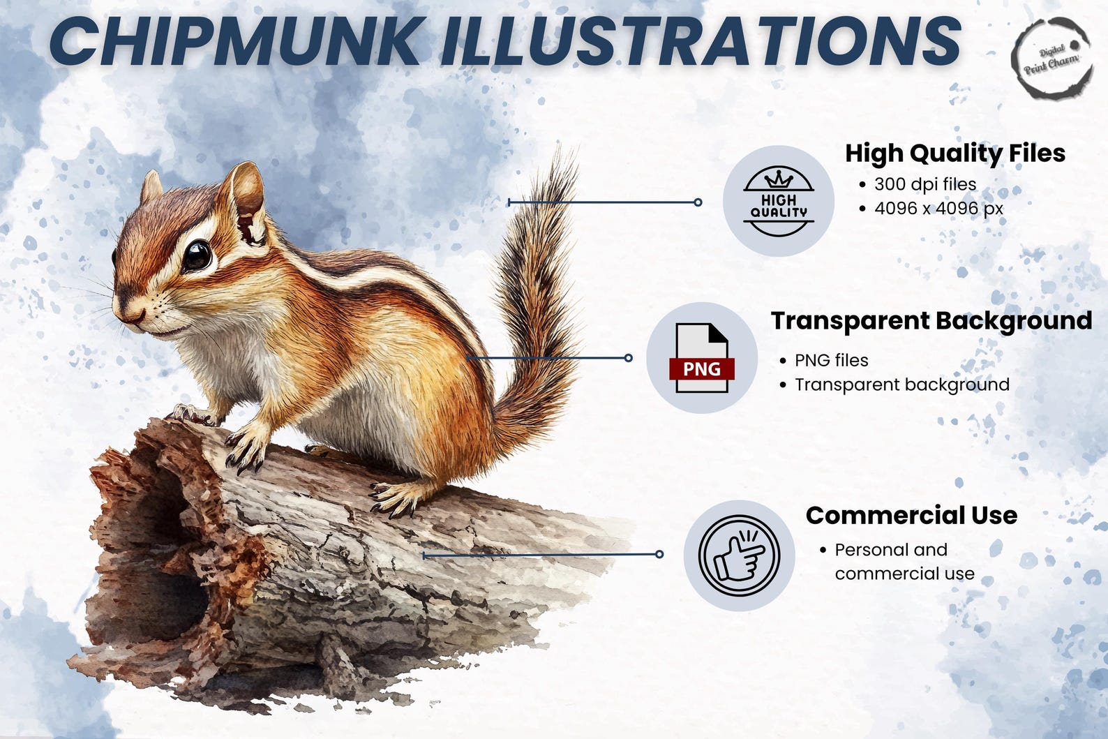 Chipmunk Charm PNG | 20 Watercolor Wonders | Forest Friends Collection ...