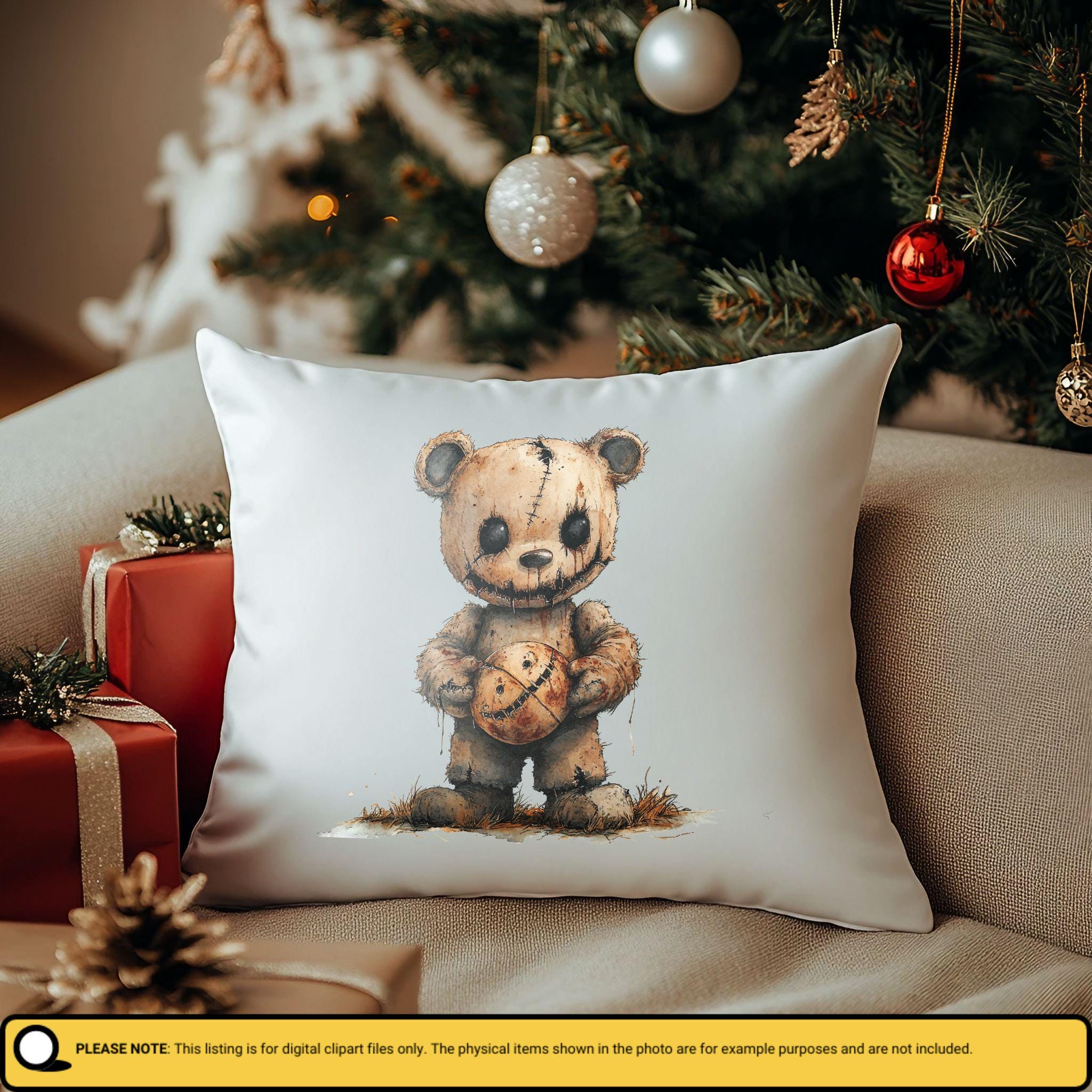 20 Realistic Creepy Evil Teddy Bears Watercolor Clipart Bundle ...
