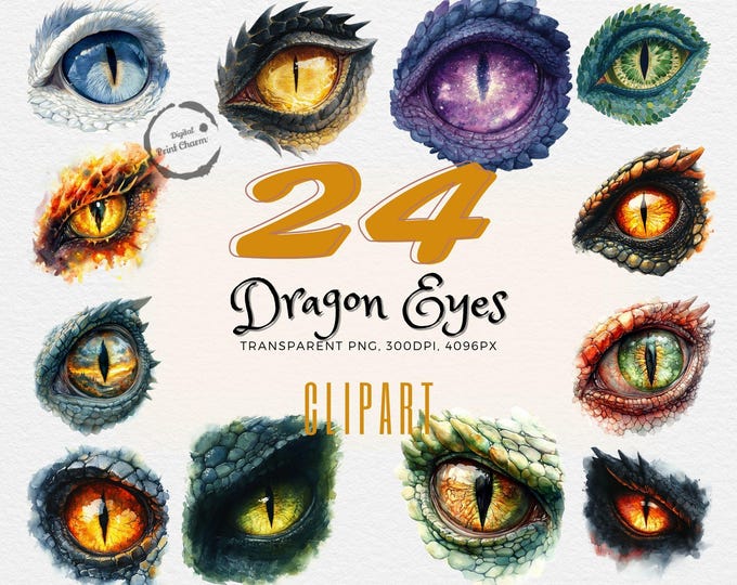 Dragon Eye Clipart Fantasy Dragon PNG Bundle Closeup Eye Graphics PNG ...