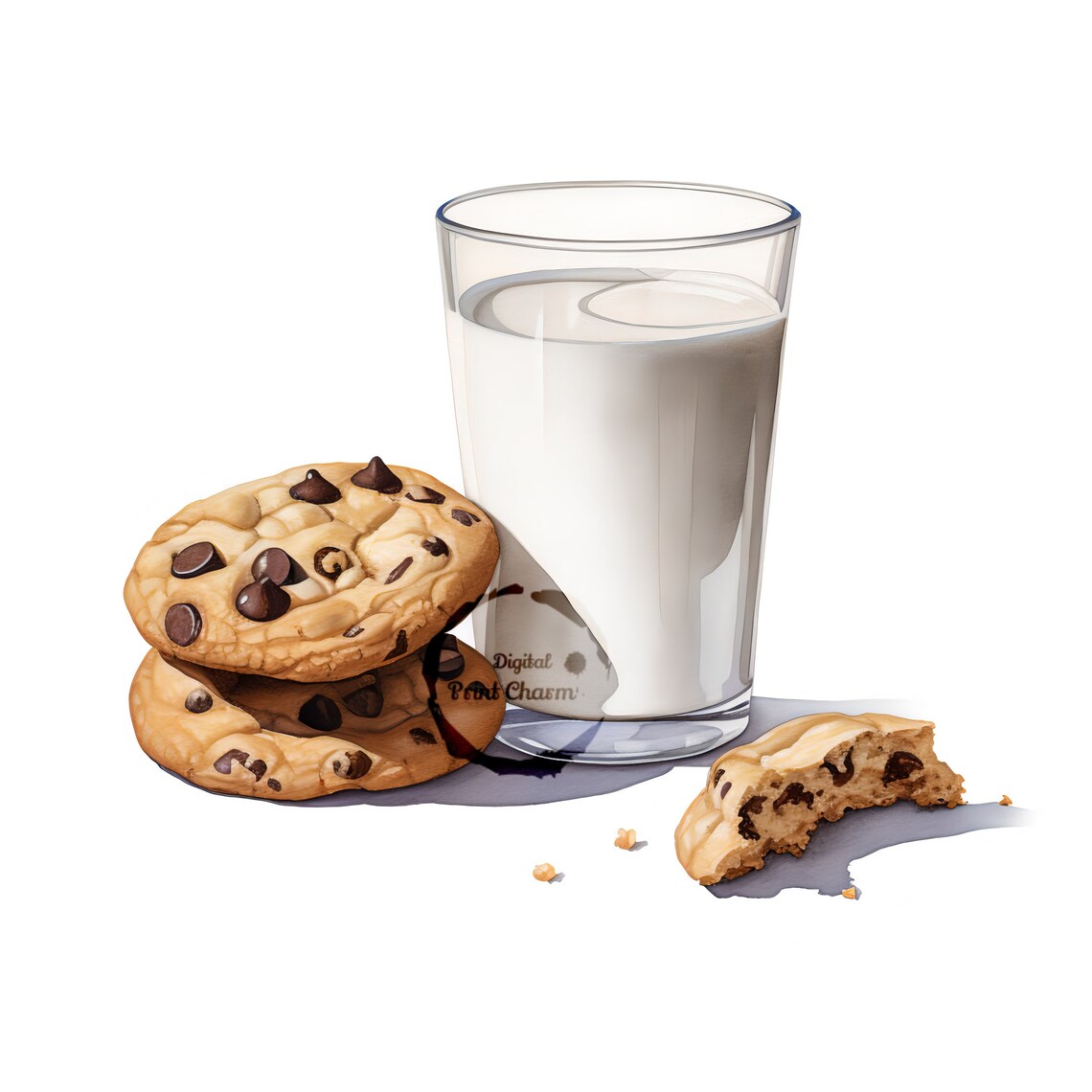 Watercolor Chocolate Chip Cookie Clipart Set 16 Delicious Dessert ...