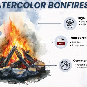 Campfire Clipart Bundle | 20 Realistic Watercolor Digital Prints ...