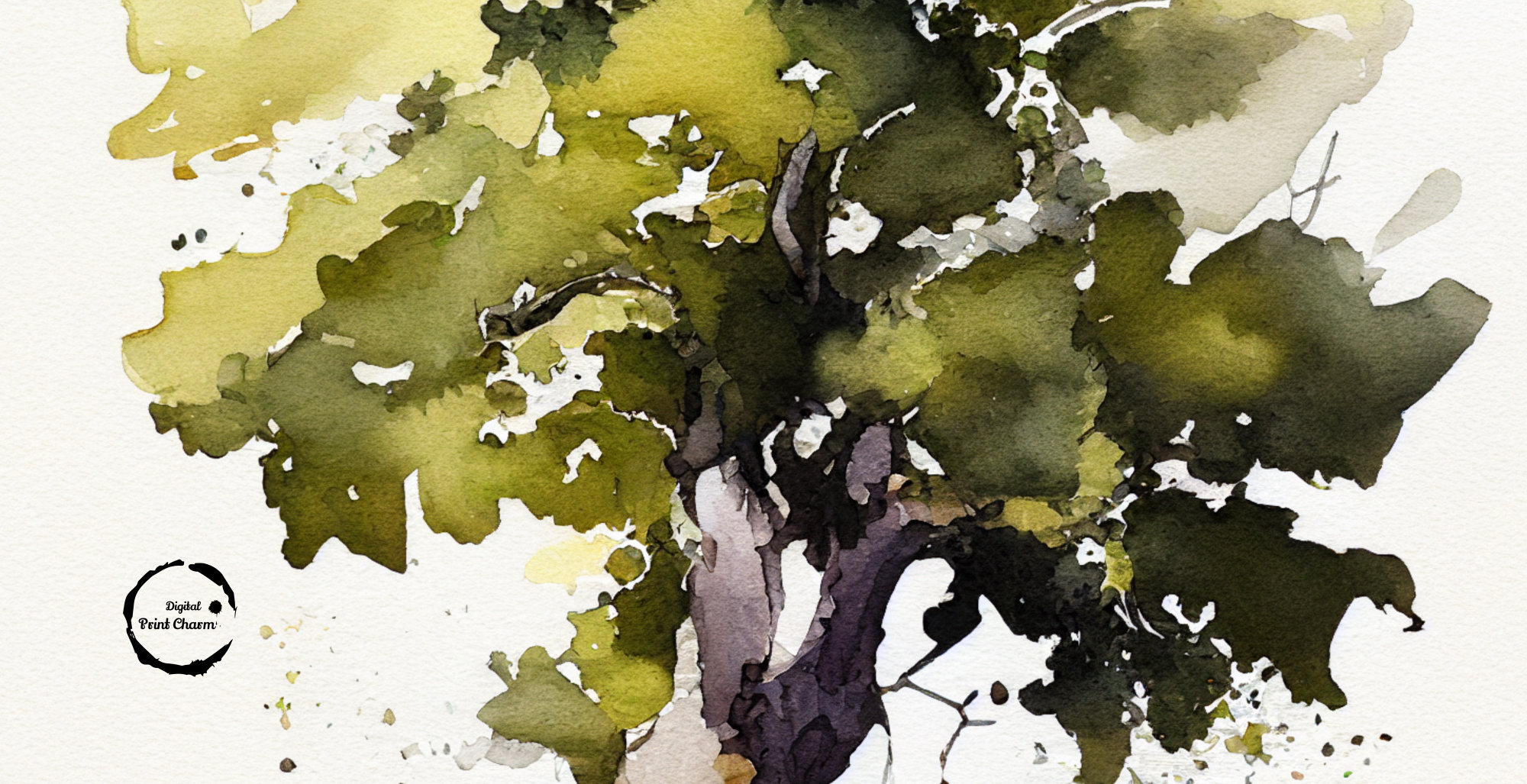 Oak Tree, Watercolor Painting, Digital Printable Art Work, Digital ...