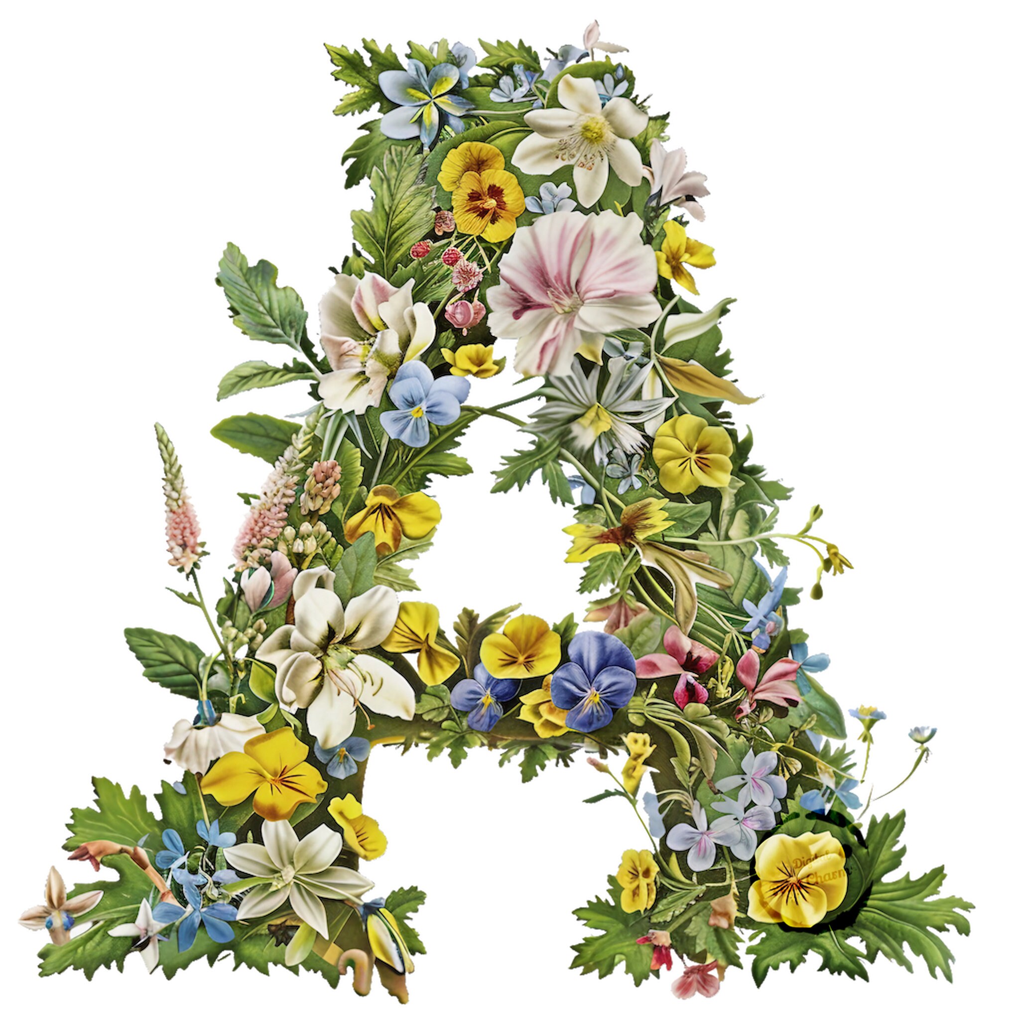 Floral Alphabet & Numbers Clipart Bundle Spring Flowers Themed Letters ...