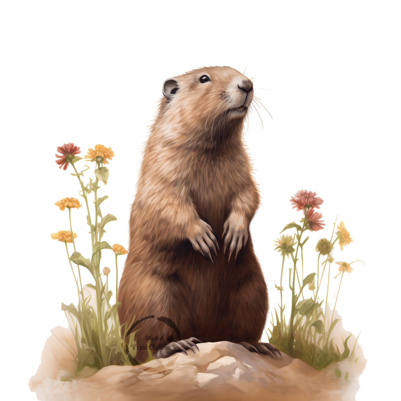 16 Groundhog Watercolor Cliparts Realistic Digital Prints for Crafting ...