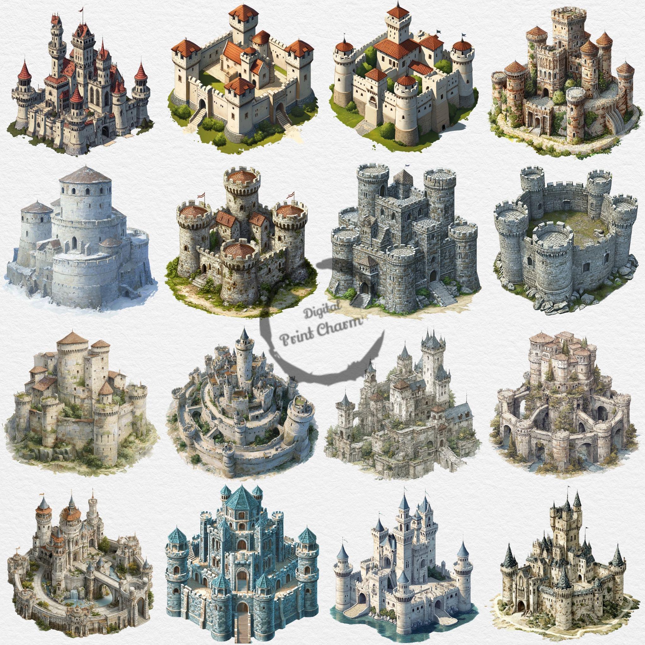 UNLOCK History! 20 Concentric Castle Clipart Bundle | Medieval Fortress ...