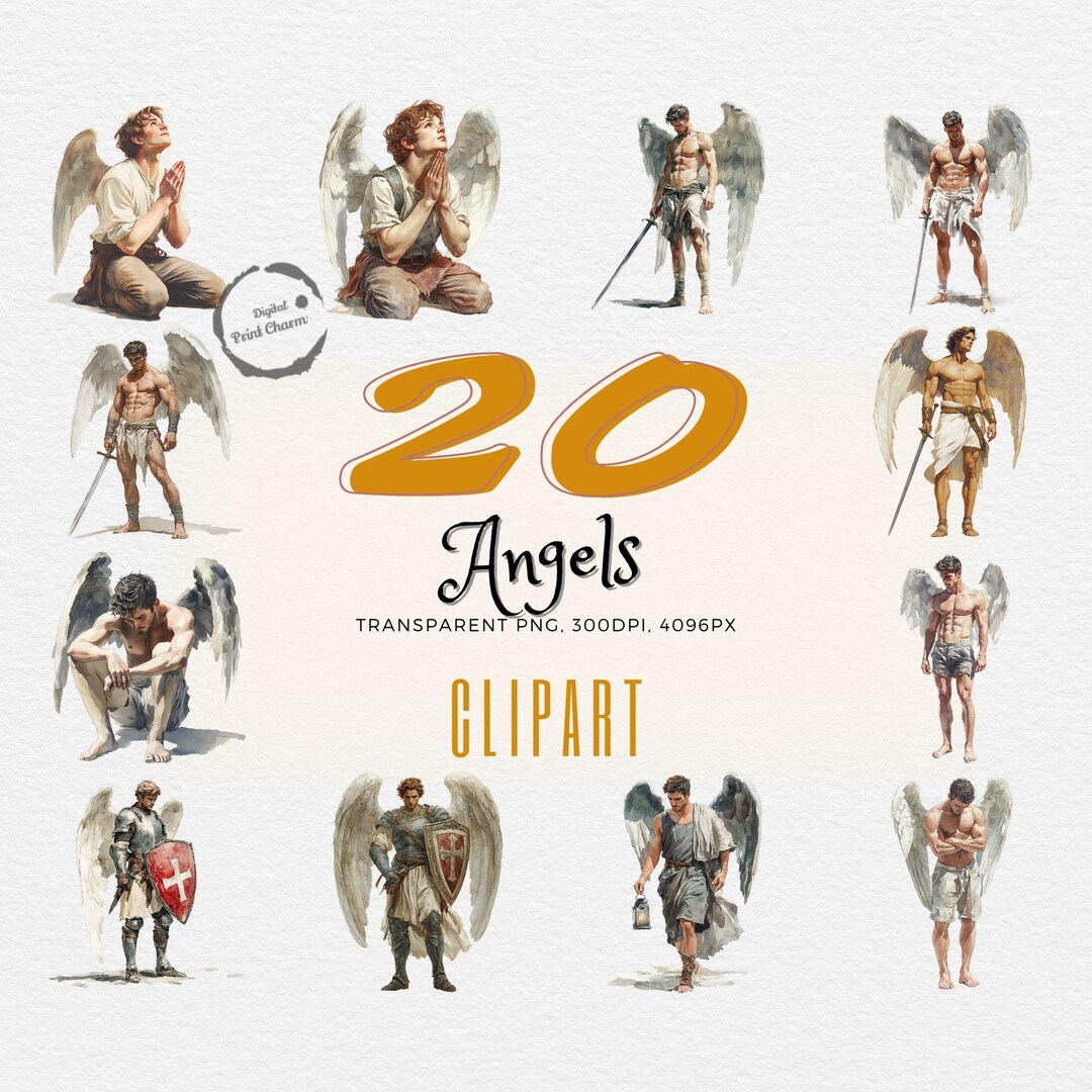 Male Angel Clipart | 20 Classic Archangels | Christian Gift Idea ...