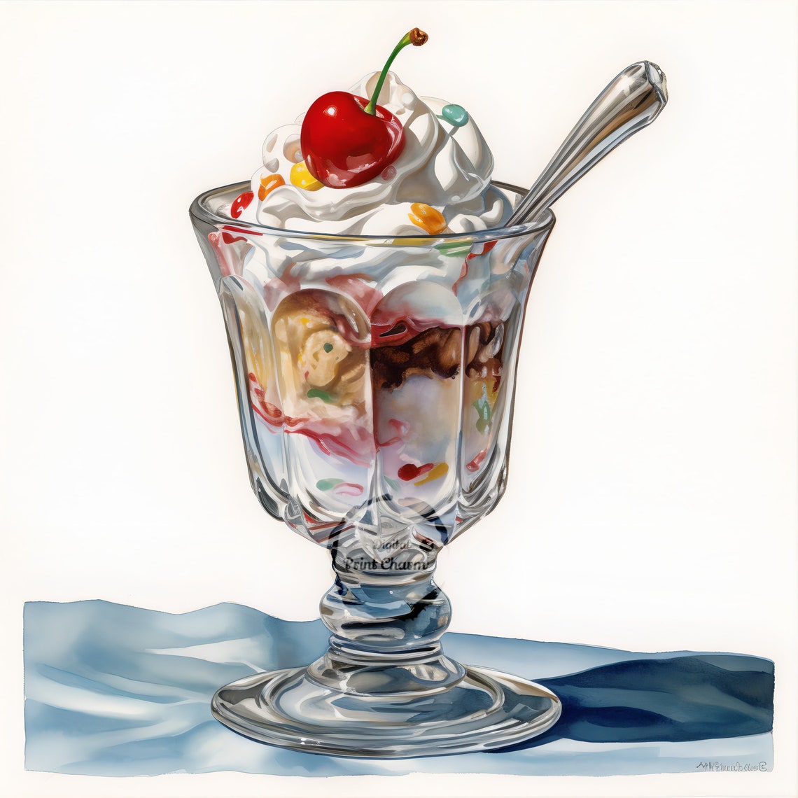 Sundae Ice Cream Watercolor Clipart Bundle 16 Whimsical - Etsy