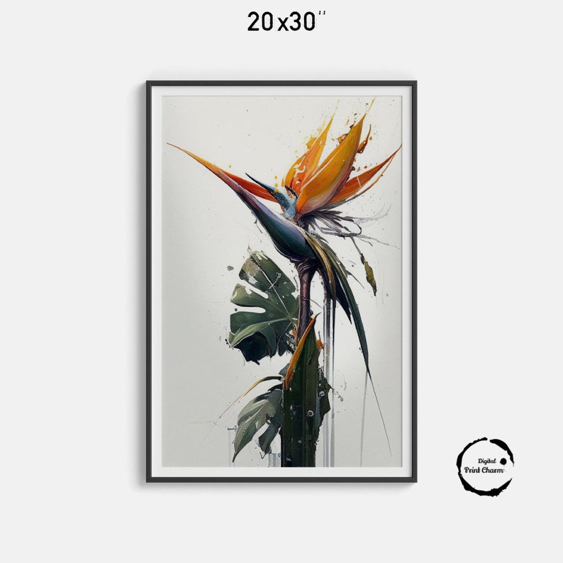 Bird of Paradise Watercolor Print | Tropical Flower Wall Art | Digital ...