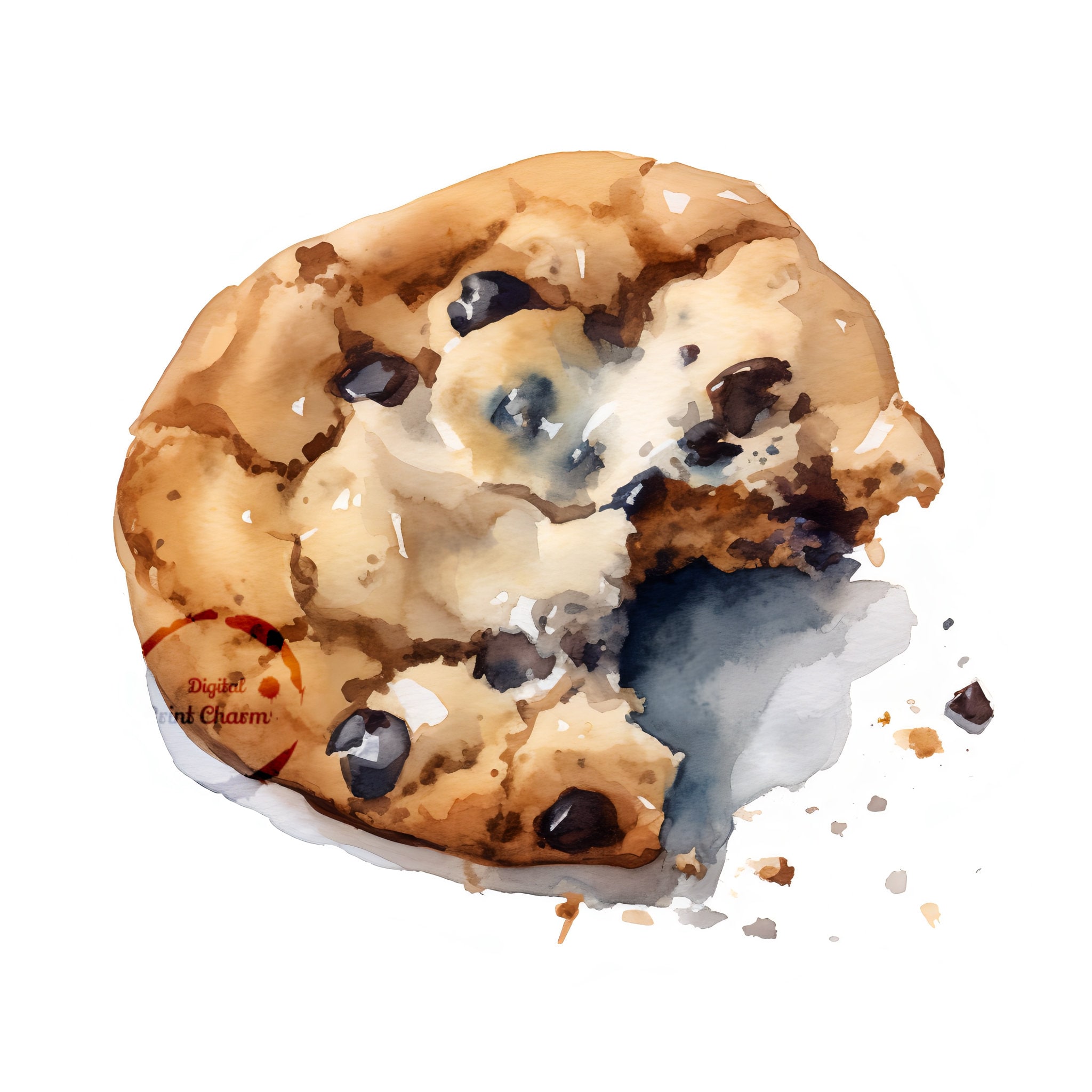 Watercolor Chocolate Chip Cookie Clipart Set 16 Delicious Dessert ...