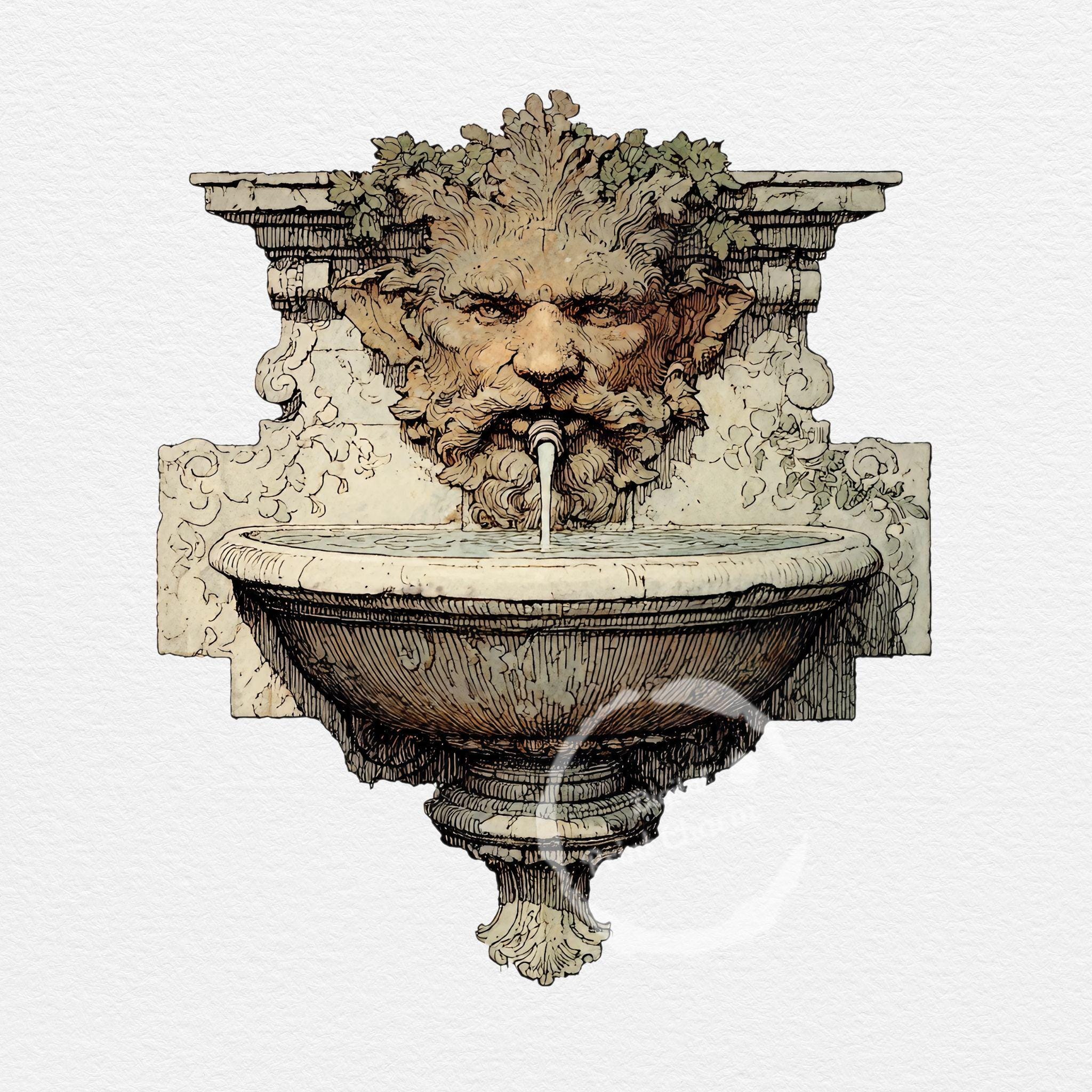 Renaissance Fountain Clipart Bundle | 20 Realistic Historic Fountain ...