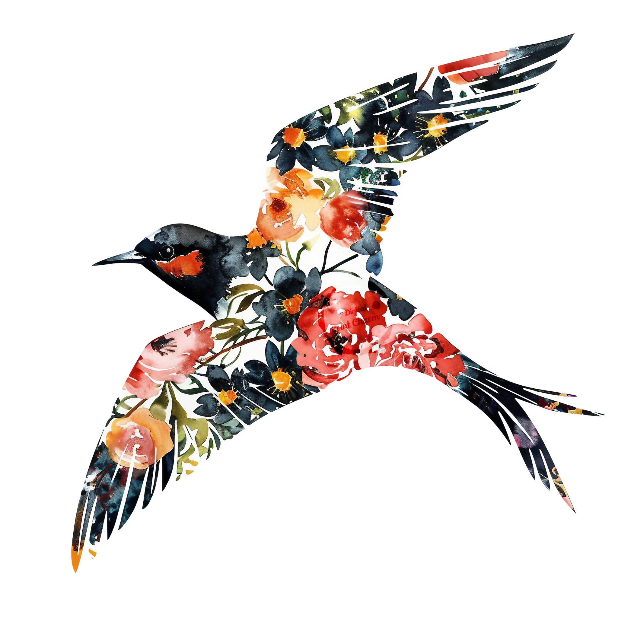 Floral Bird Clipart Bundle 20 Watercolor Flower-patterned Bird ...