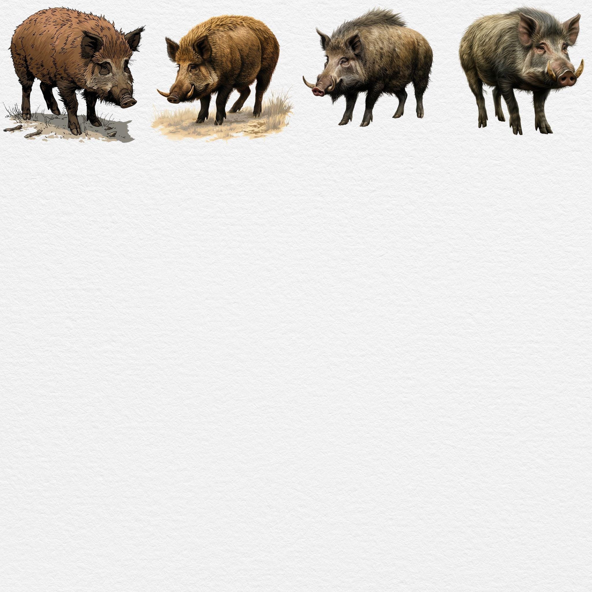 Realistic Wild Boar Clipart Bundle | 20 Wild Hog Illustrations ...