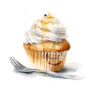 Delicious Cupcake Watercolor Clipart Set | 20 Mouthwatering Dessert ...