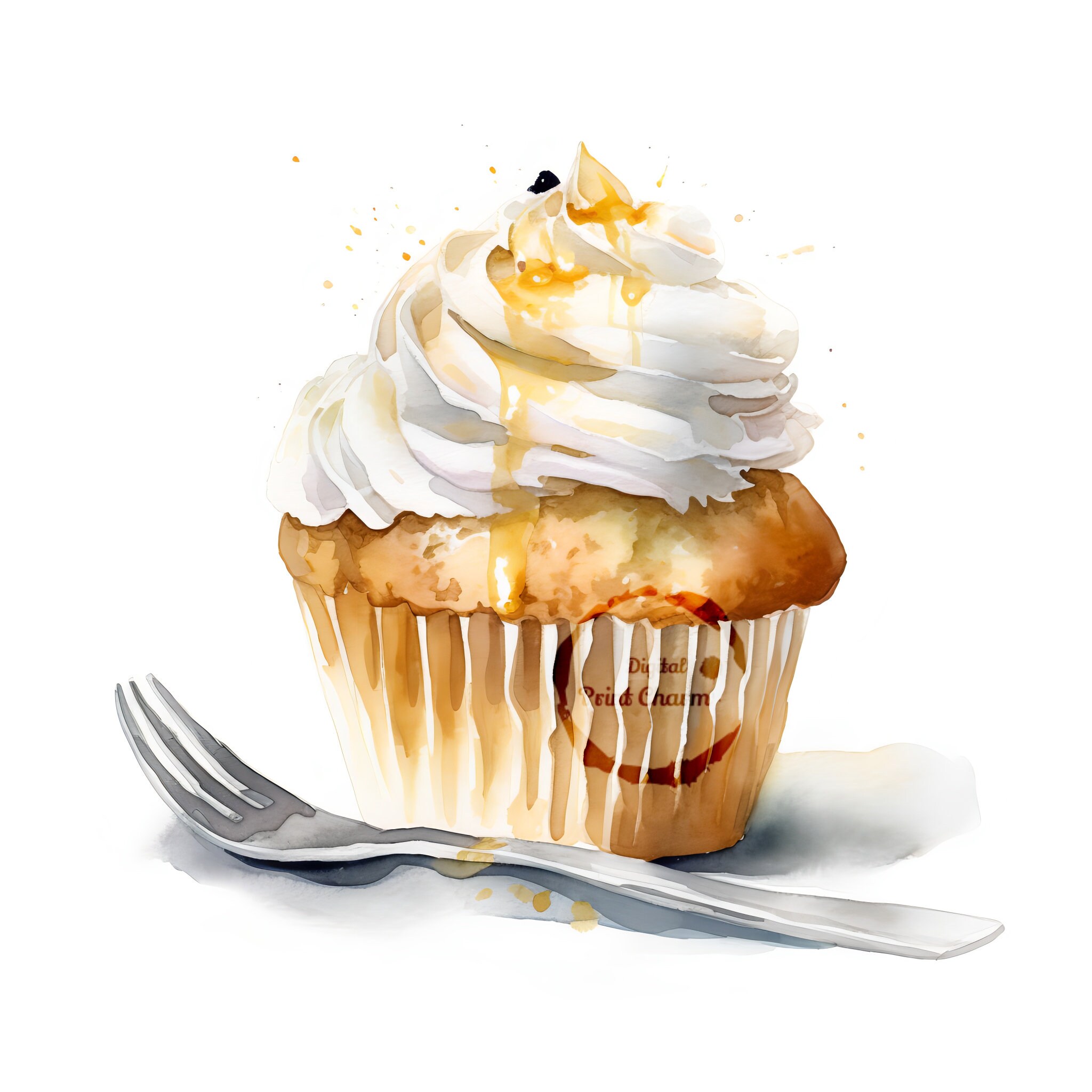 Delicious Cupcake Watercolor Clipart Set 20 Mouthwatering Dessert ...