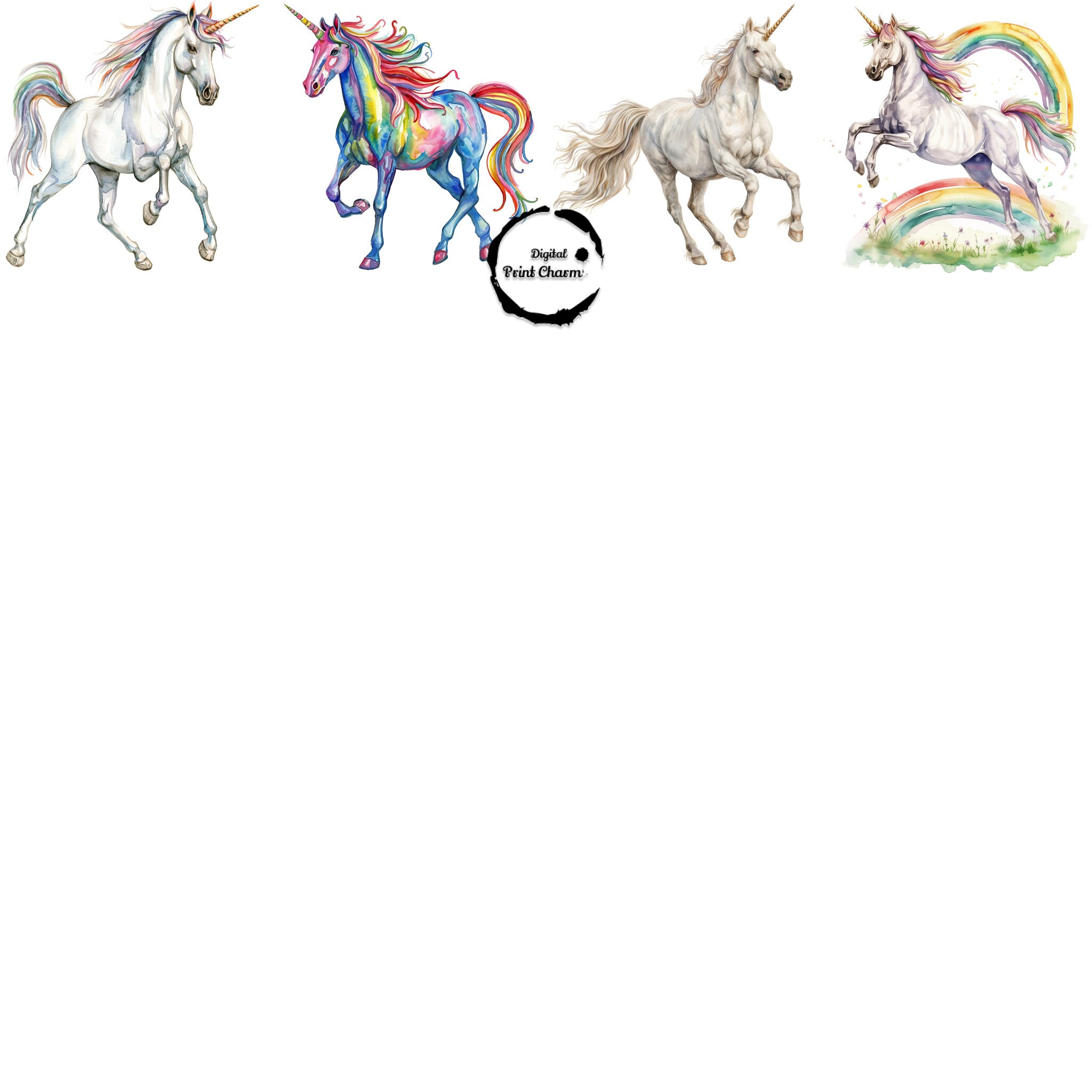 Magical Unicorn Clipart Bundle 20 Realistic Mythical Horse ...