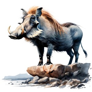 Realistic Warthog Clipart Bundle | 16 Watercolor Illustrations | Unique ...