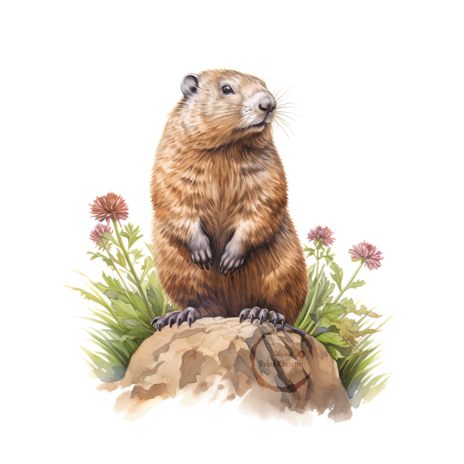 16 Groundhog Watercolor Cliparts Realistic Digital Prints for Crafting ...