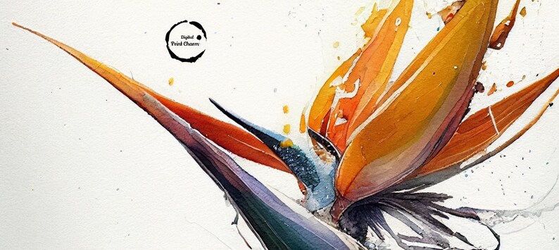 Bird of Paradise Watercolor Print | Tropical Flower Wall Art | Digital ...