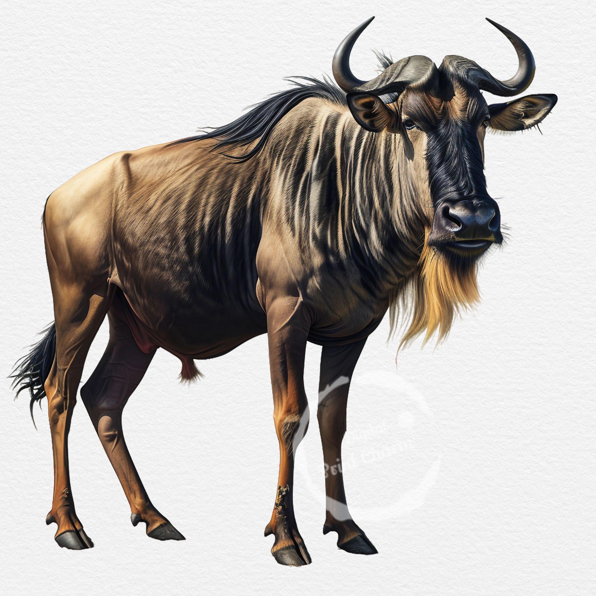 Majestic Wildebeest Clipart Set | 20 Realistic Gnu Illustrations ...