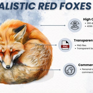 Charming Red Fox Watercolor Set | 20 Realistic Fox Digital Prints ...