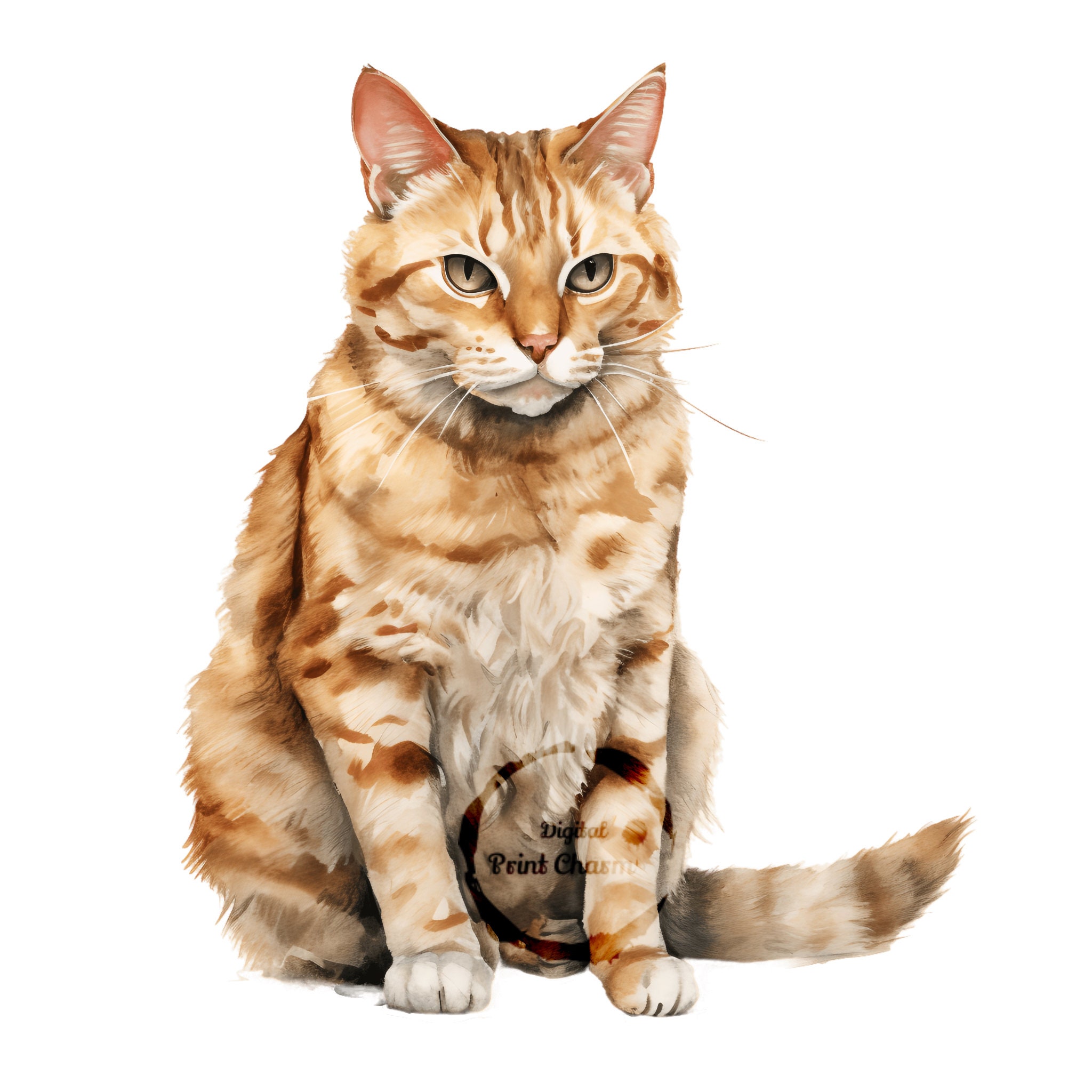 Realistic Ginger Tabby Cats 20 Watercolor Cliparts Crafting ...