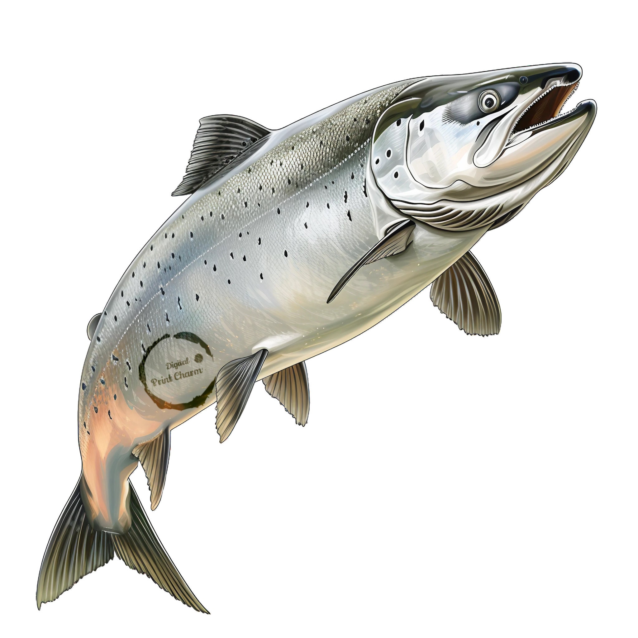 Lifelike Salmon Clipart Bundle 16 Realistic Fish Illustrations Perfect ...