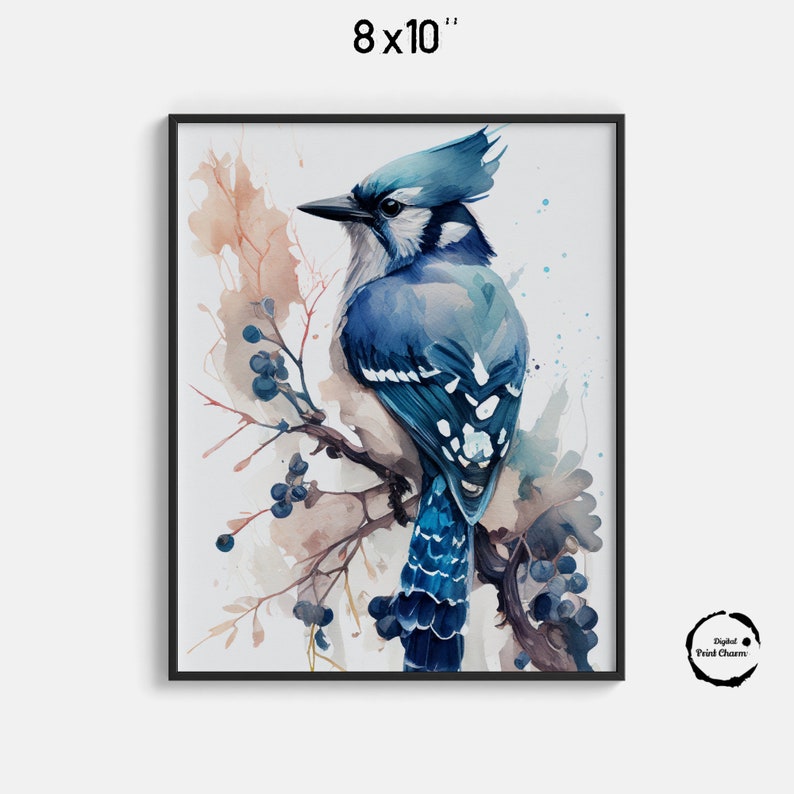 Realistic Blue Jay Watercolor Painting Digital Printable Art - Etsy