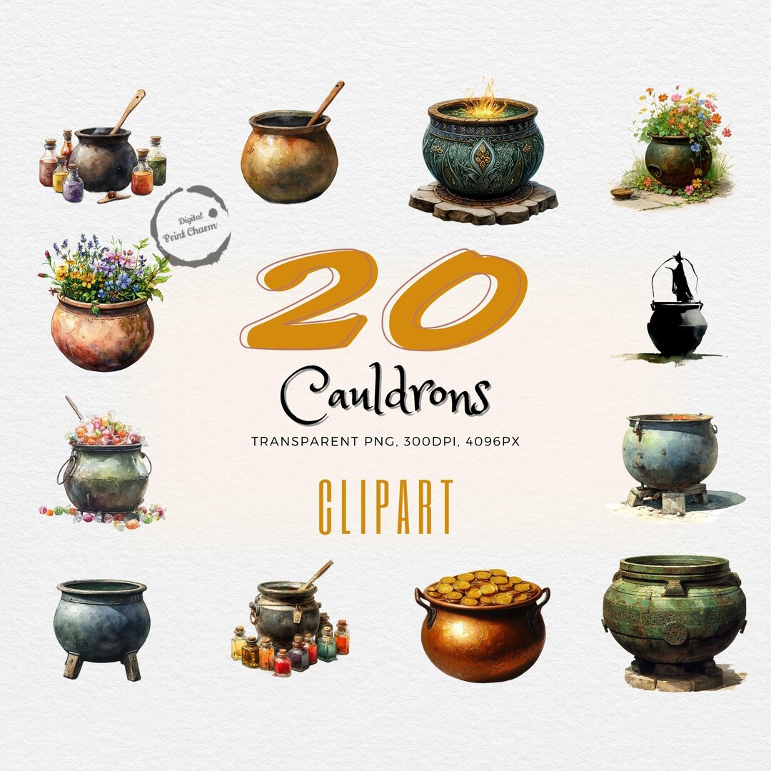 Witches Brew | 20 Cauldron Clipart Bundle | Magical Gift for Wiccans ...