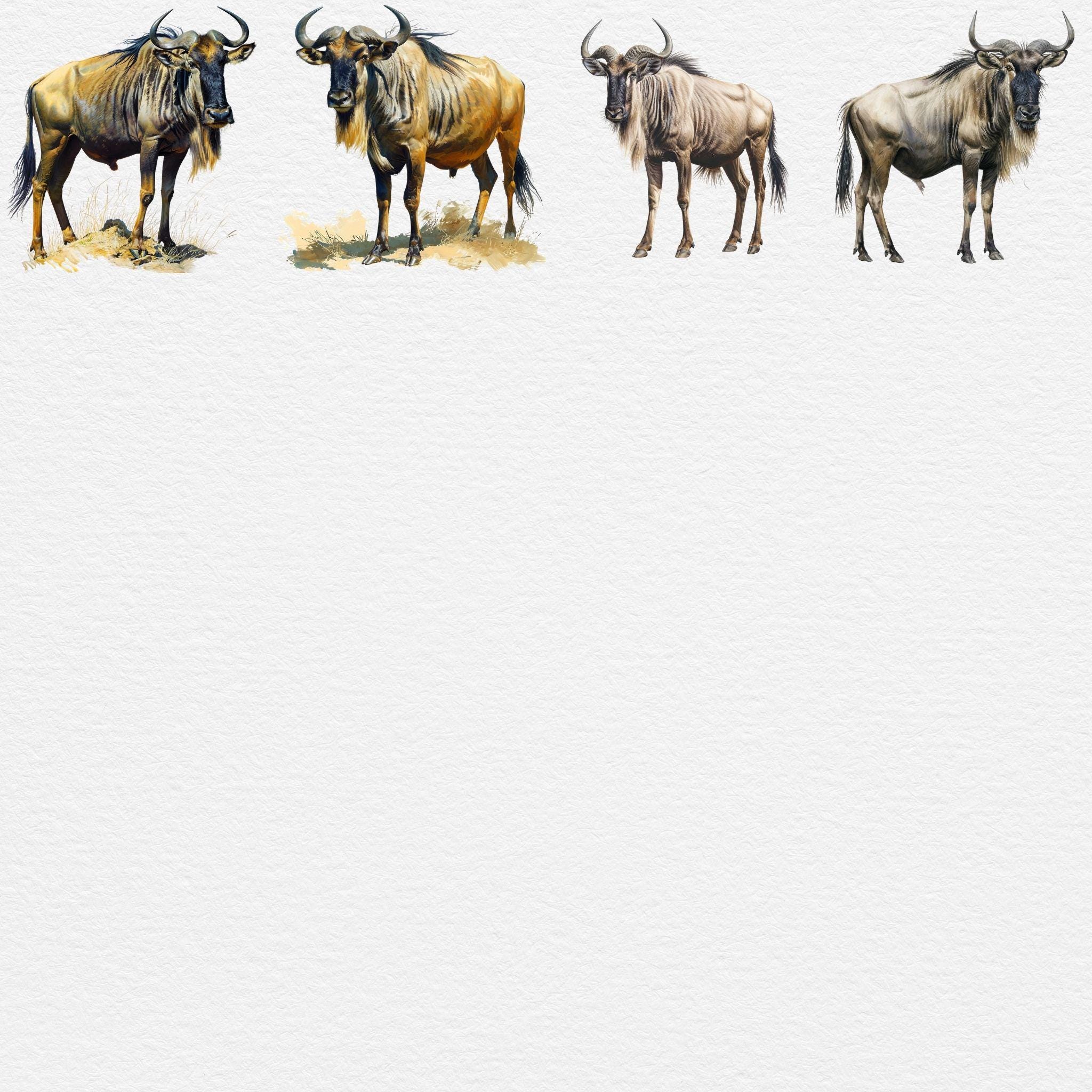 Majestic Wildebeest Clipart Set | 20 Realistic Gnu Illustrations ...
