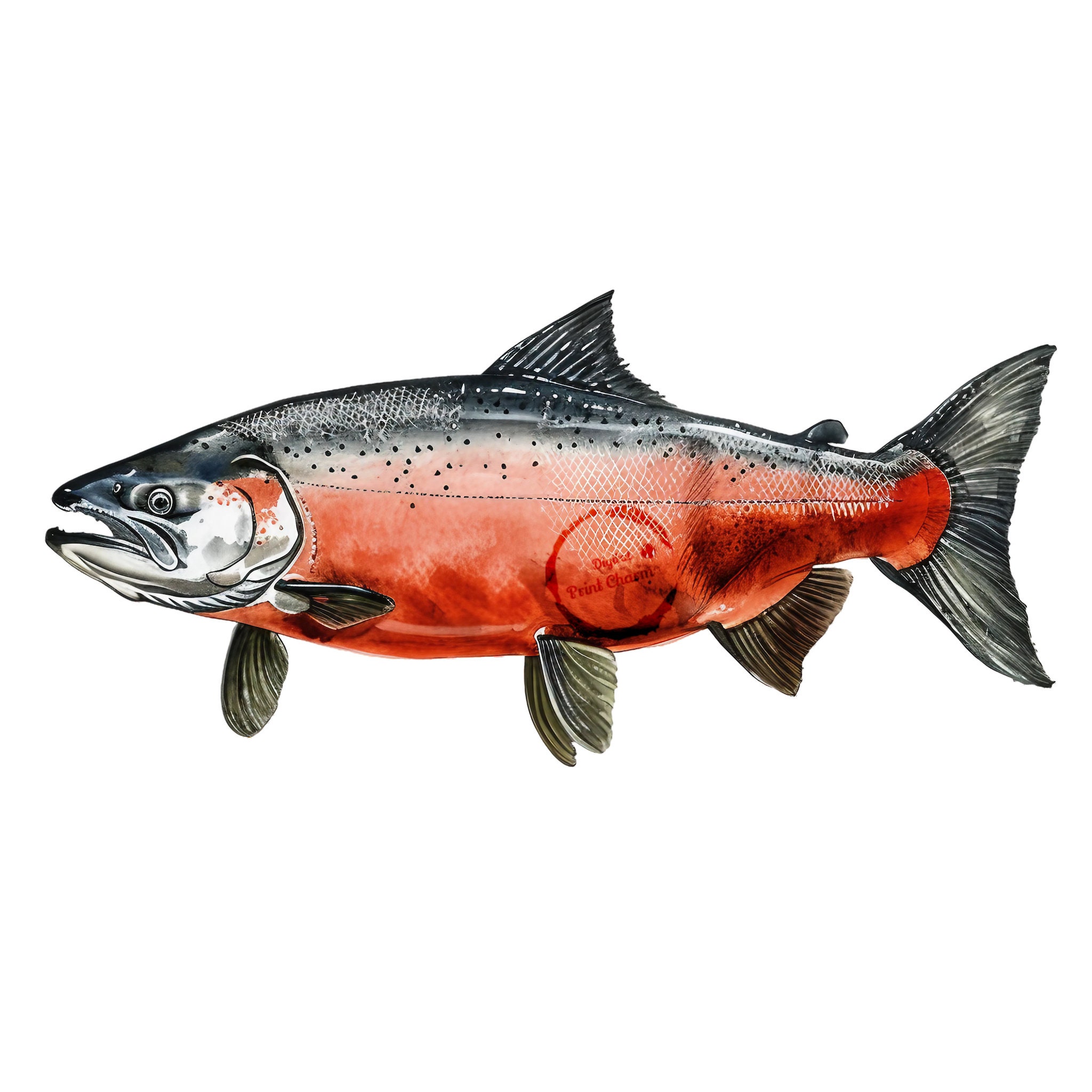 Lifelike Salmon Clipart Bundle 16 Realistic Fish Illustrations Perfect ...