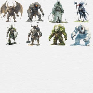 Epic Humanoid Creatures Clipart Bundle | 24 Realistic Watercolor Beasts ...