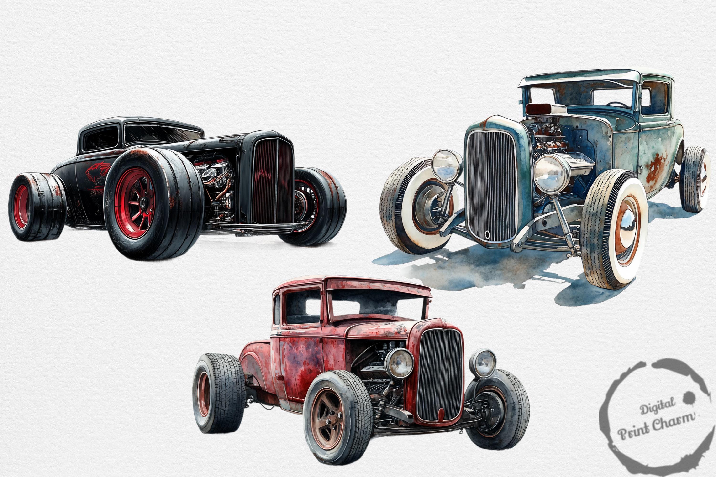 Rusty Rat Rods! | 20 Vintage Clipart | Unique Gift for Car Lovers ...