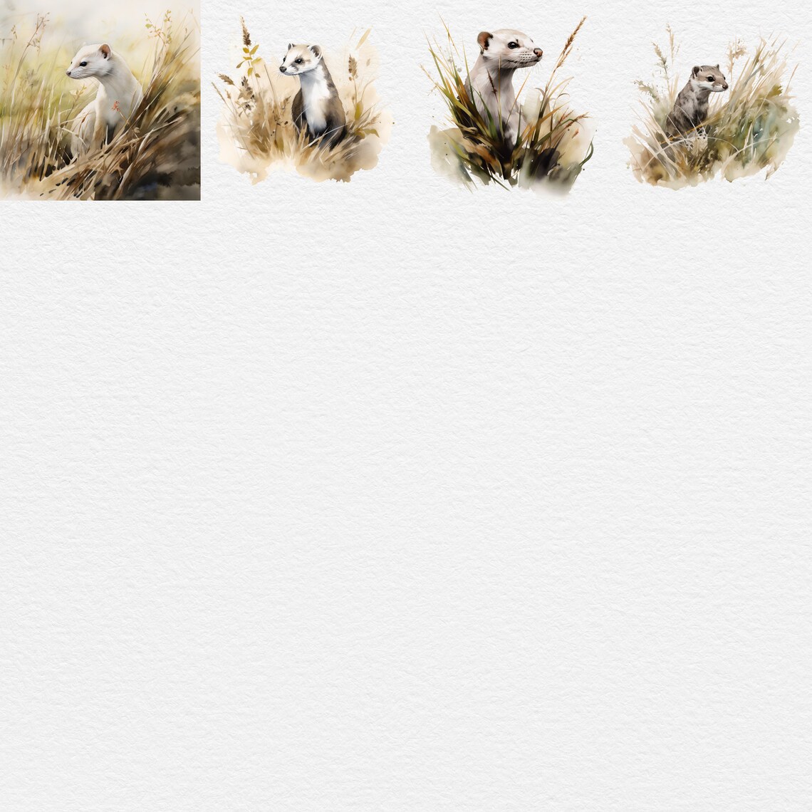 20 Weasel Watercolor Clipart Set Realistic & Detailed Animal Art ...