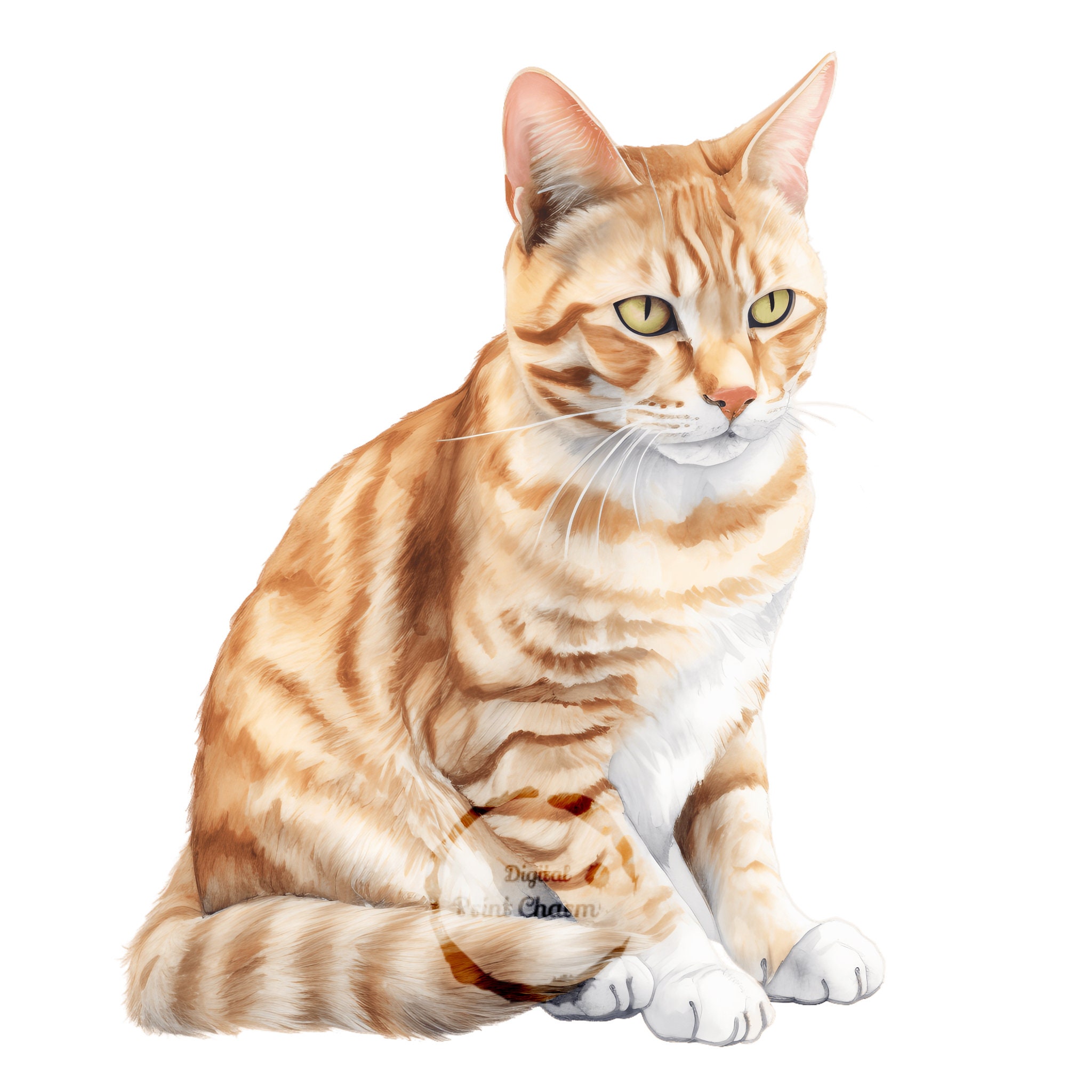 Realistic Ginger Tabby Cats 20 Watercolor Cliparts Crafting ...